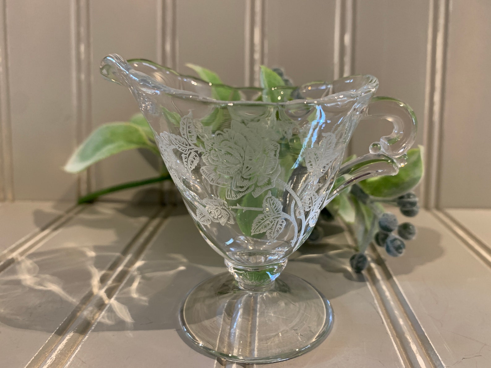 Heisey Rose Pattern Miniature Creamer and Sugar Bowl Set - Etsy