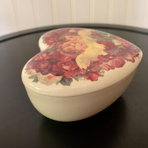 Teleflora Heart Shaped Ceramic Roses Cherubs Angels Trinket Jewelry ...
