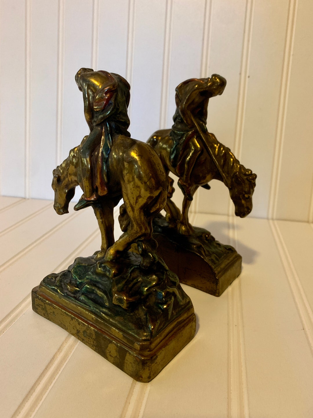 Vintage End of Trail Indian on Horse Figure Bookends - Pair of Bookends ...