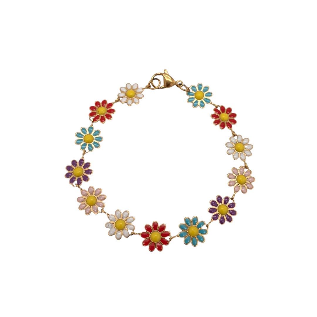 Colorful Flower Chain Bracelet, Minimalist, Gifts for Her, Gifts ...