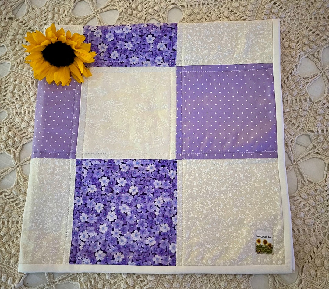 Handmade Sweet Baby Girl Patchwork Quilt With White, Lavender Polka Dot ...