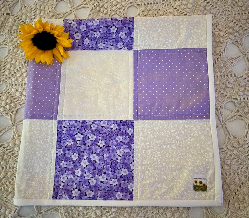 Handmade Sweet Baby Quilt With White, Lavender Polka Dot and Lavender ...