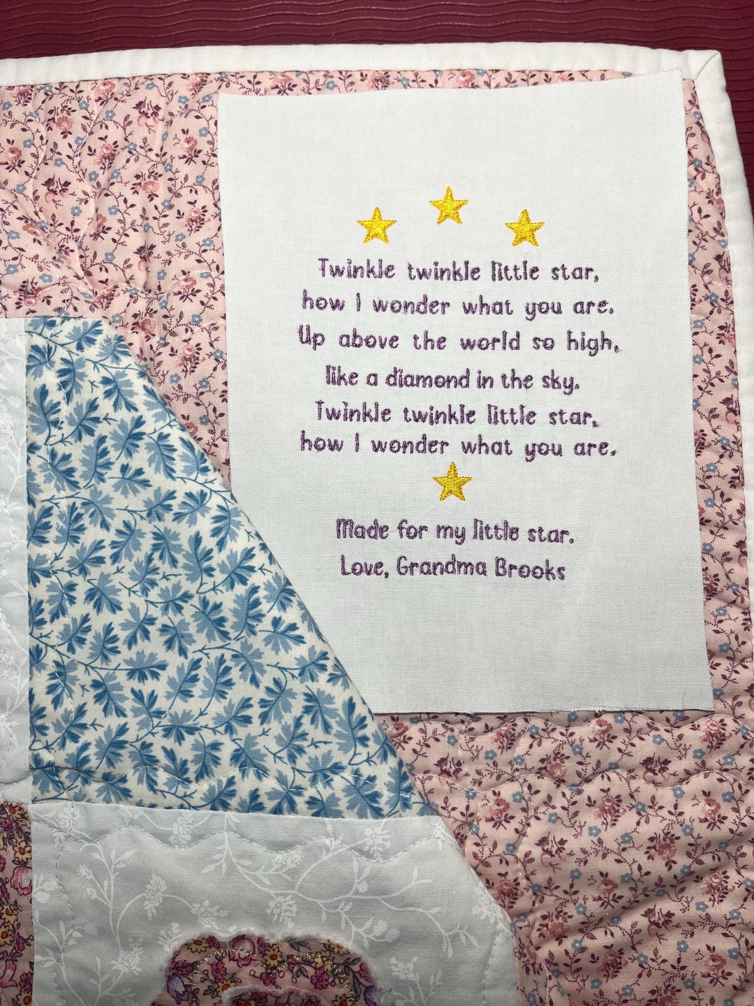 Personalized, Twinkle Twinkle Litte Star, Embroidered Quilt Label to ...