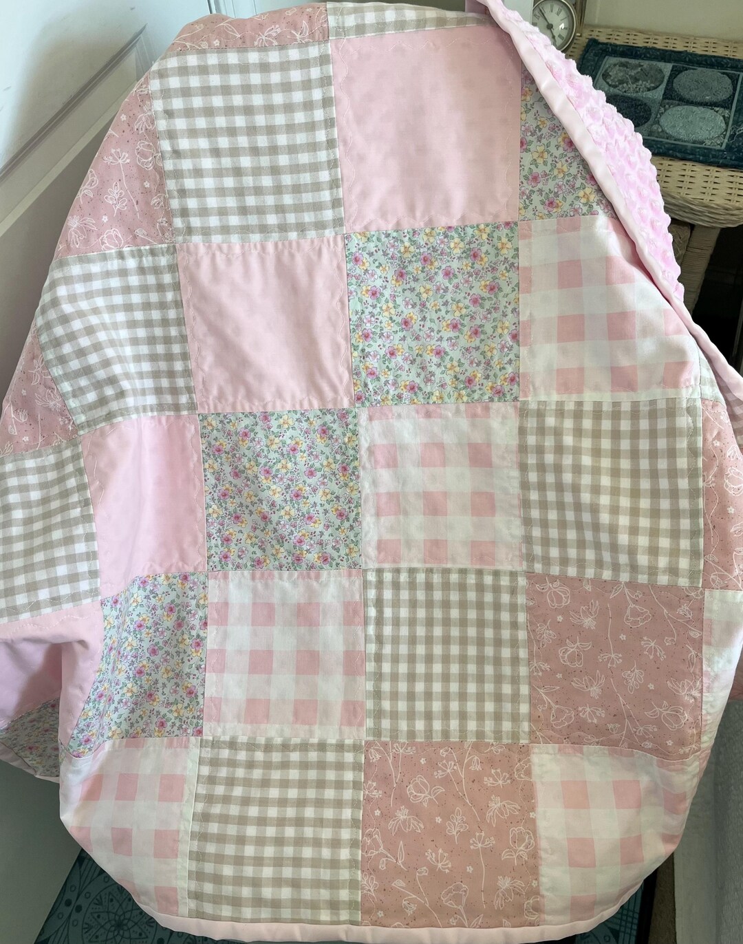 Handmade Baby Girl Patchwork Quilt, With Coordinating Cotton Fabrics ...
