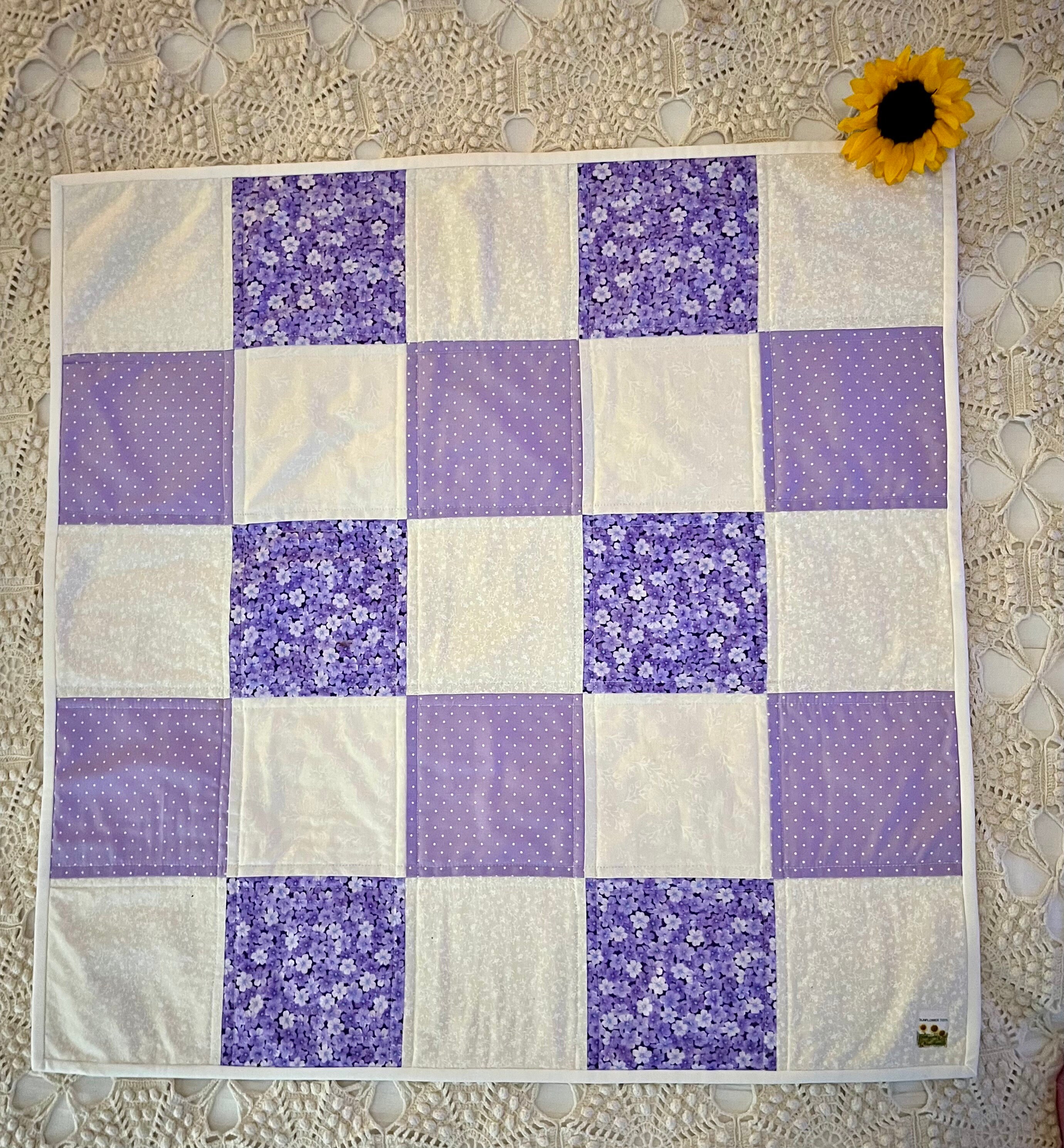 Handmade Sweet Baby Quilt With White, Lavender Polka Dot and Lavender ...