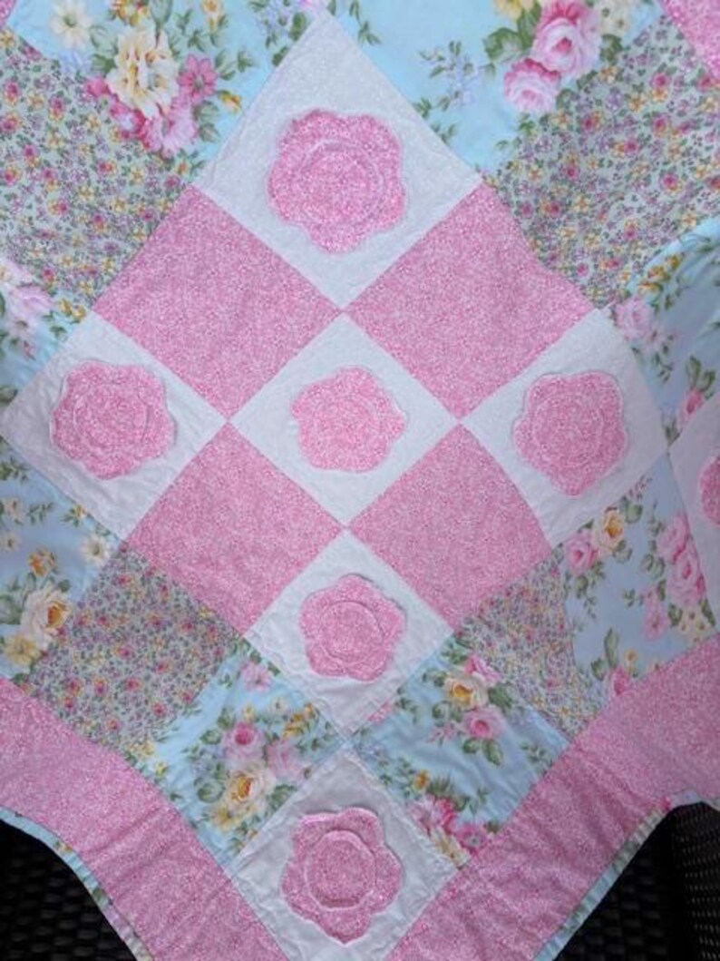 Shabby Flower Baby Quilt Sewing PDF Pattern and Instructions - Digital ...