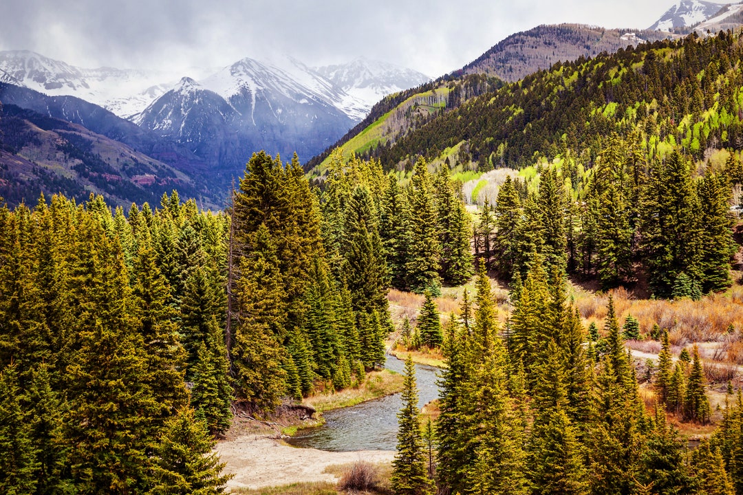 San Miguel River in Telluride, Colorado in Spring With San Juan ...