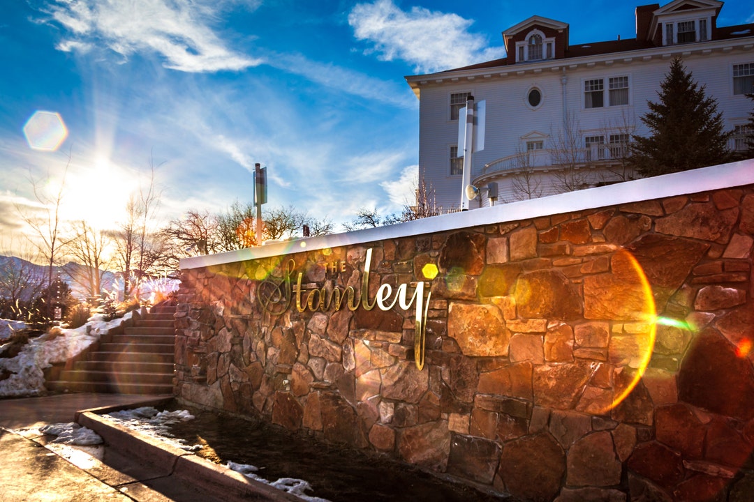 The Stanley Hotel Sign Estes Park, Colorado Winter at Golden Hour ...