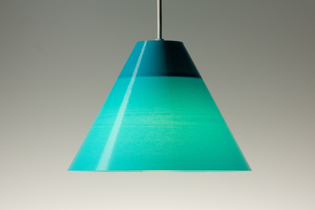 Light Teal Lamp Shade 10" - Unique 3D Printed Swag Pendant Light Shade ...