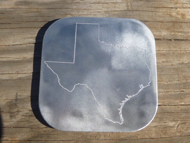 Texas State Border Engraved Metal Coaster, Set of 4, Aluminium, 1/8 ...