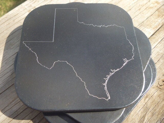 Texas State Border Engraved Metal Coaster, Set of 4, Aluminium, 1/8 ...