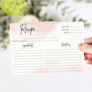 Pink Recipe Cards Editable, Recipe Card Template, 4x6 Recipe Cards ...