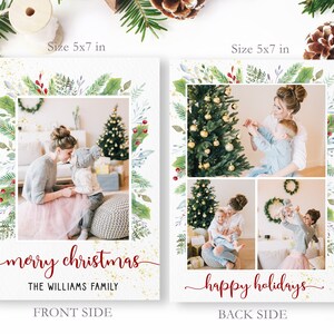 Christmas Photo Card Template, Editable Holiday Card, Printable ...