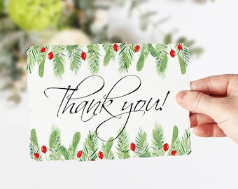 Christmas Thank You Cards Template Printable Winter Thank | Etsy