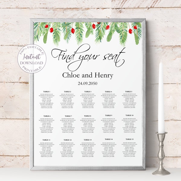 Christmas Seating Chart Poster - Etsy