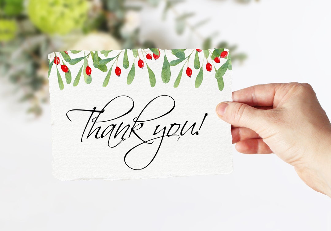 Christmas Thank You Cards Template, Printable Winter Thank You, Holiday ...