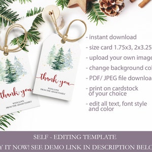Christmas Tree Thank You Tags, Xmas Thankful Favor Tag Printable ...