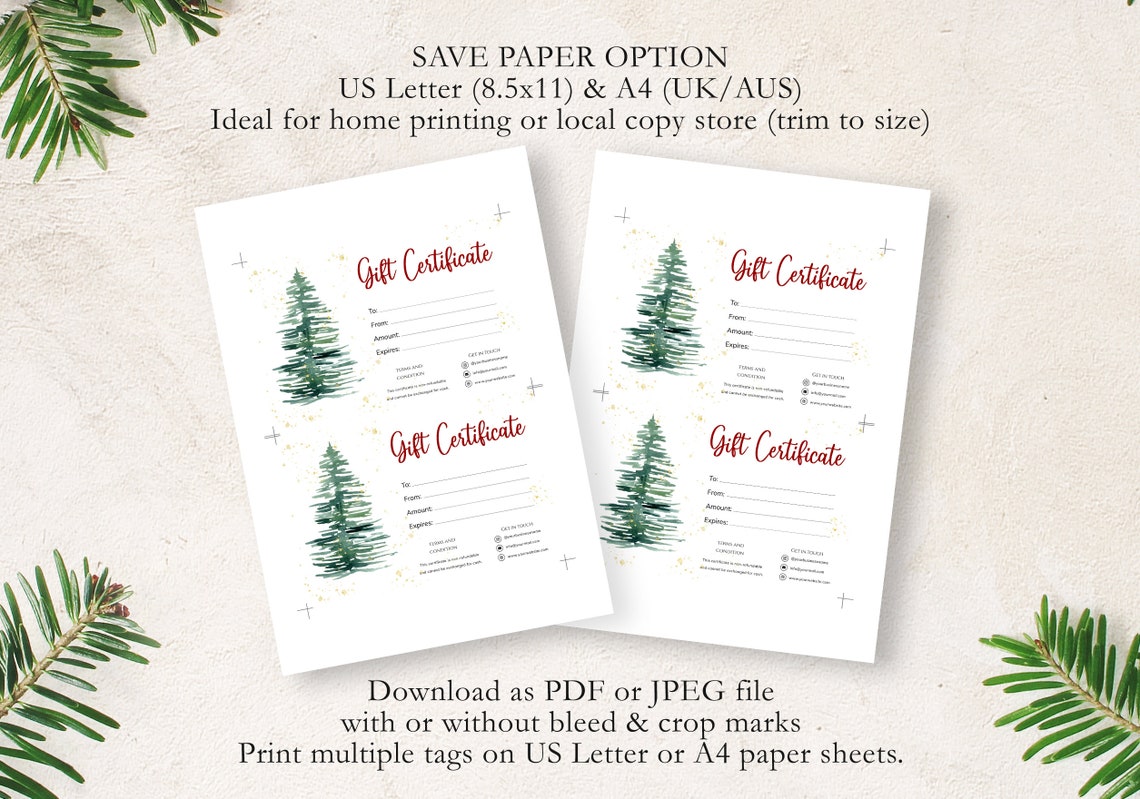Printable Christmas Gift Certificate Winter Holidays Editable | Etsy