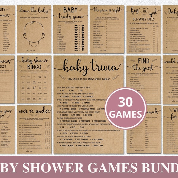 Baby Shower Game Booklet Template - Etsy