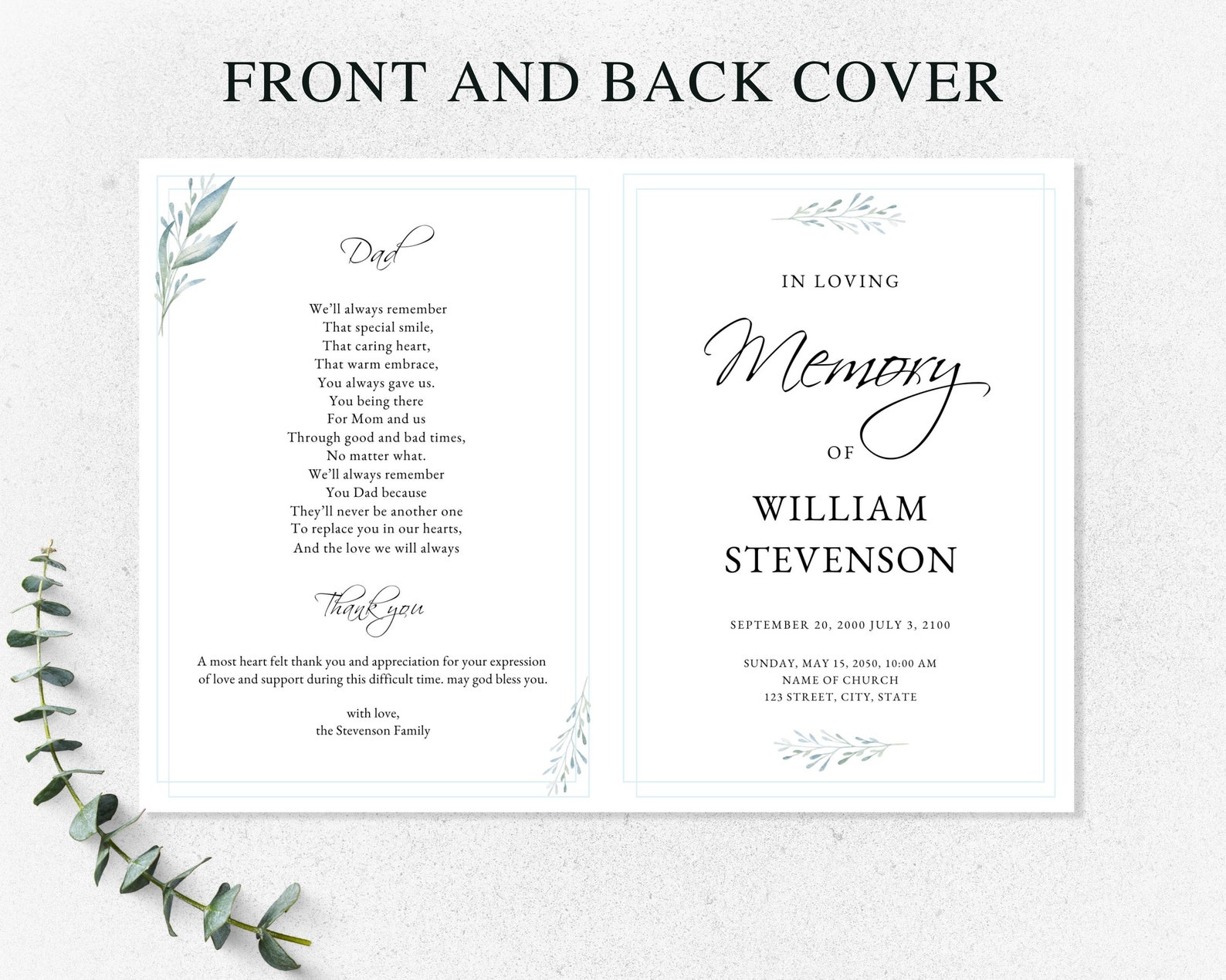 Editable Funeral Program I Editable Canva Template I Memorial Service I ...