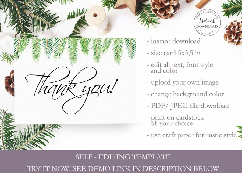Christmas Thank You Cards Template Printable Thank You Notes - Etsy