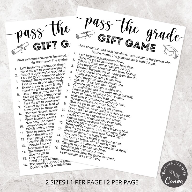Pass the Prize Graduation Games, Pass the Gift Ice Breaker for Grad ...