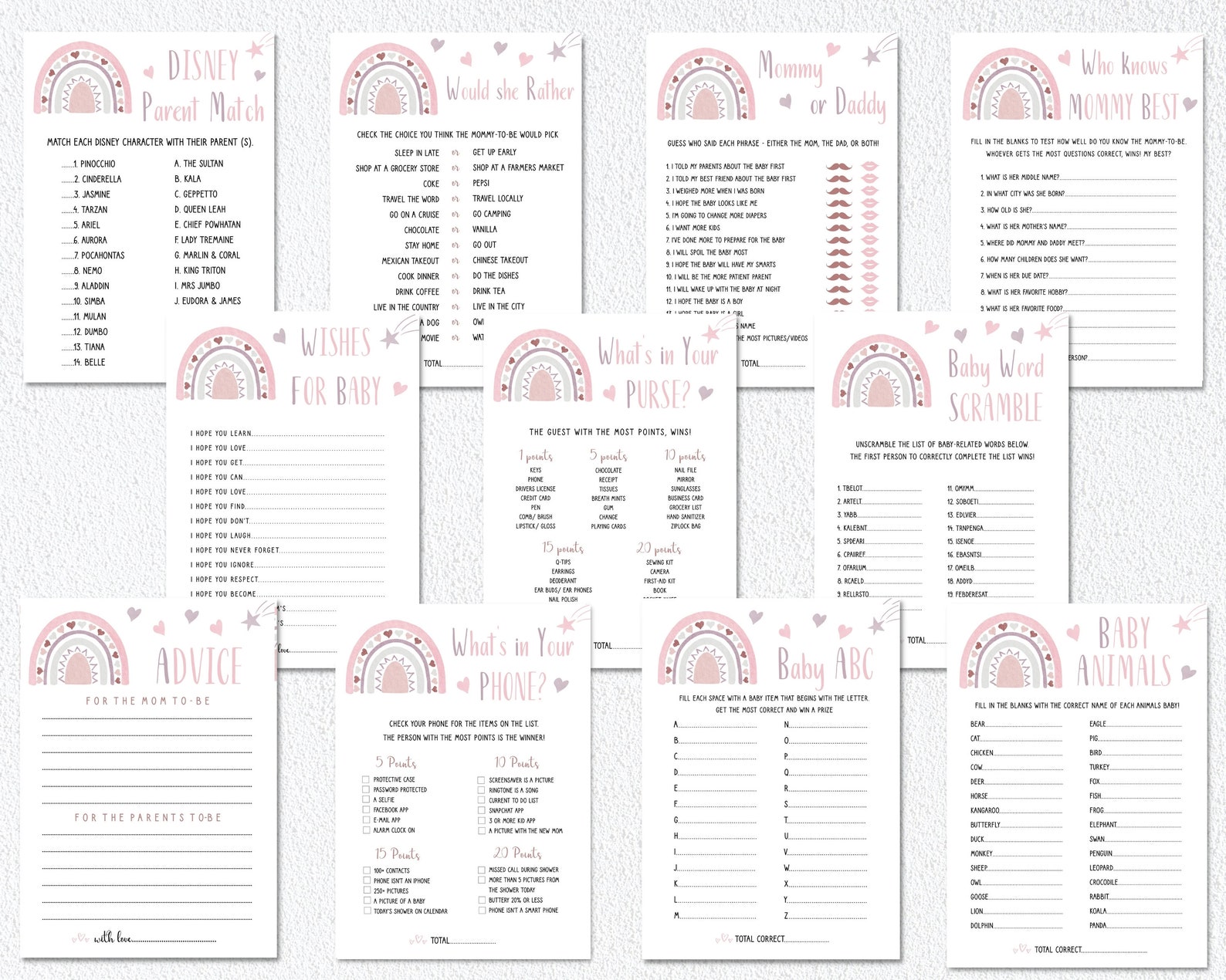 30 Boho Rainbow Baby Shower Games Printable Editable Baby | Etsy