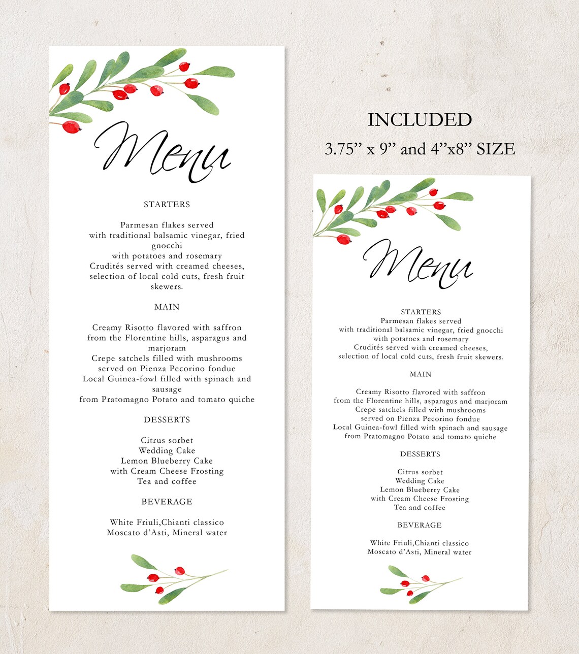 Christmas Party Menu Template Printable Winter Wedding Menu - Etsy