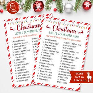 Christmas Light Scavenger Hunt | Editable Canva Template | Fun Outdoor ...