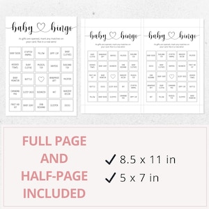 50 Prefilled Baby Bingo Games | Baby Shower Game, Printable Bingo Card ...
