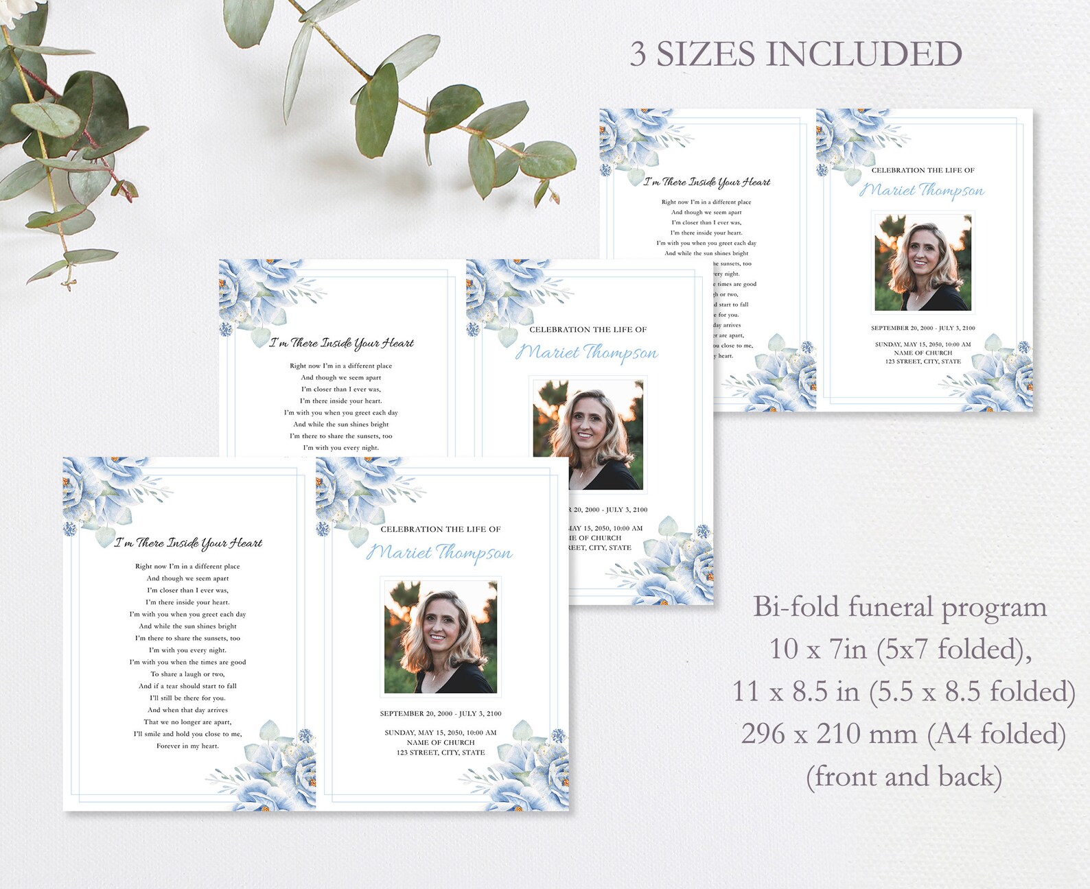 Floral Funeral Program Template Printable Celebration of Life | Etsy
