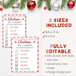 Christmas Roll a Snowman Game | Editable Canva Template | Fun Dice ...