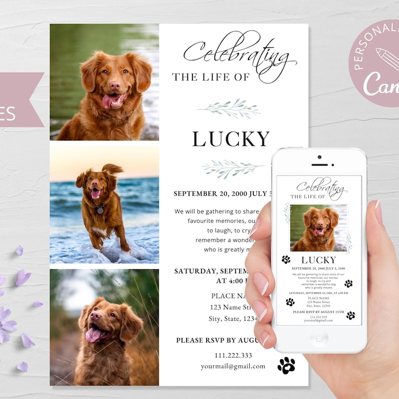 Pet Funeral Template - Etsy