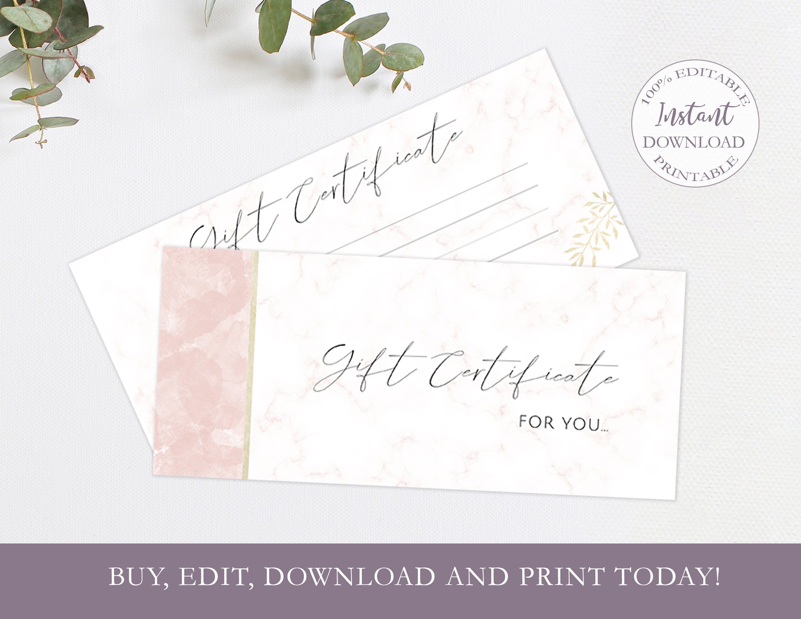 Gift Certificate Template Editable DIY Gift Cards Printable | Etsy