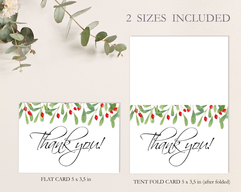 Christmas Thank You Cards Template Printable Winter Thank - Etsy