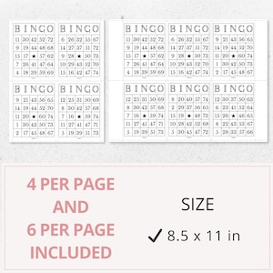 100 Printable Bingo Cards | 1, 2, 4 and 6 per Page, Custom Bingo Card ...