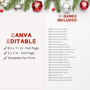 Christmas Games Bundle | Editable Canva Template, Scavenger Hunt ...