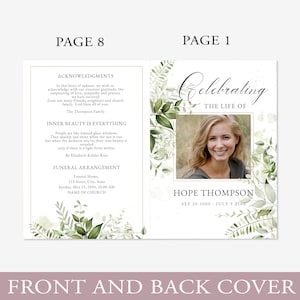 8 Page Funeral Program Template I Canva Template Printable, Celebration ...