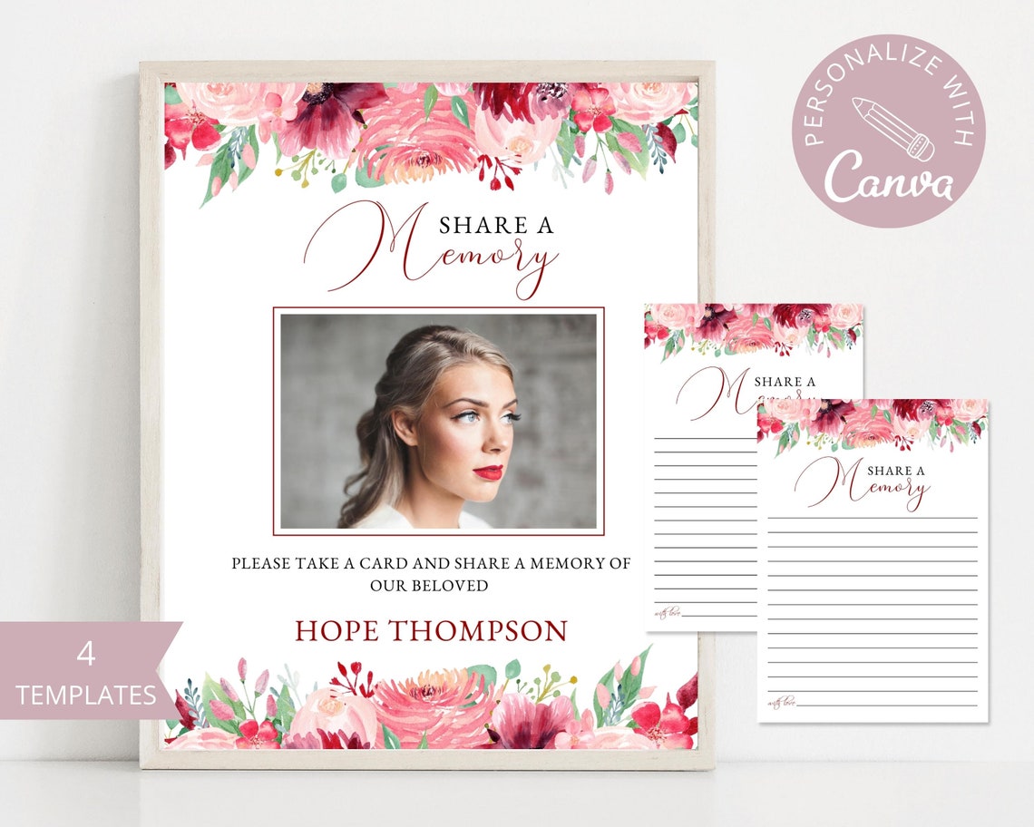 Funeral Share a Memory Cards I Editable Canva Template I - Etsy