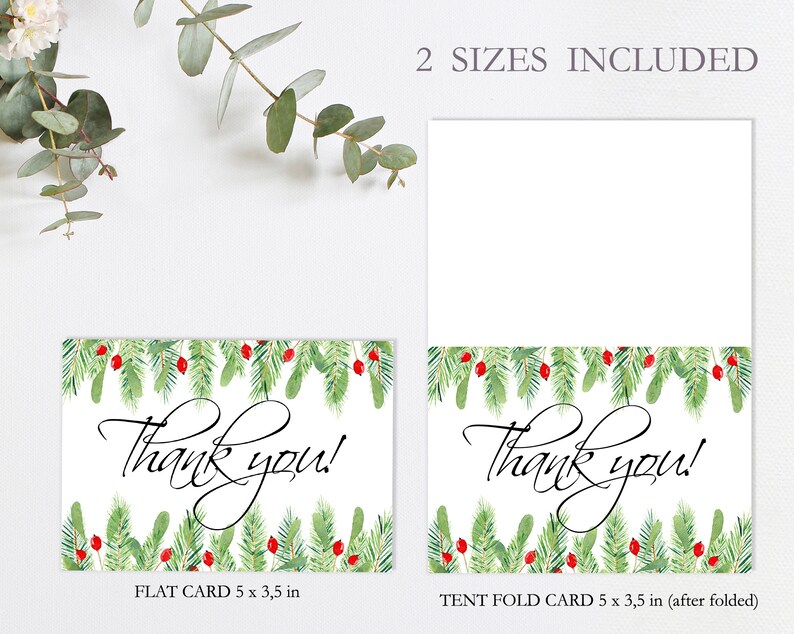 Christmas Thank You Card Template Printable Xmas Thank You - Etsy