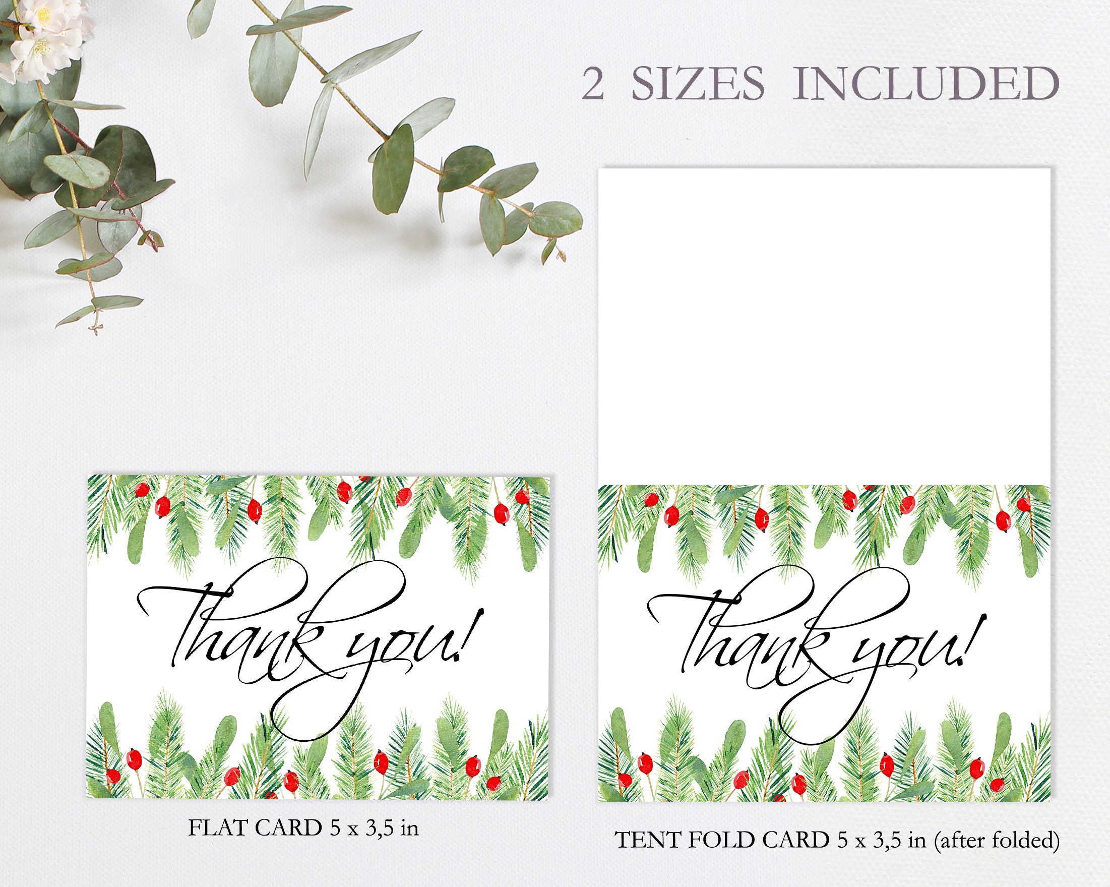 Christmas Thank You Card Template Printable Xmas Thank You - Etsy