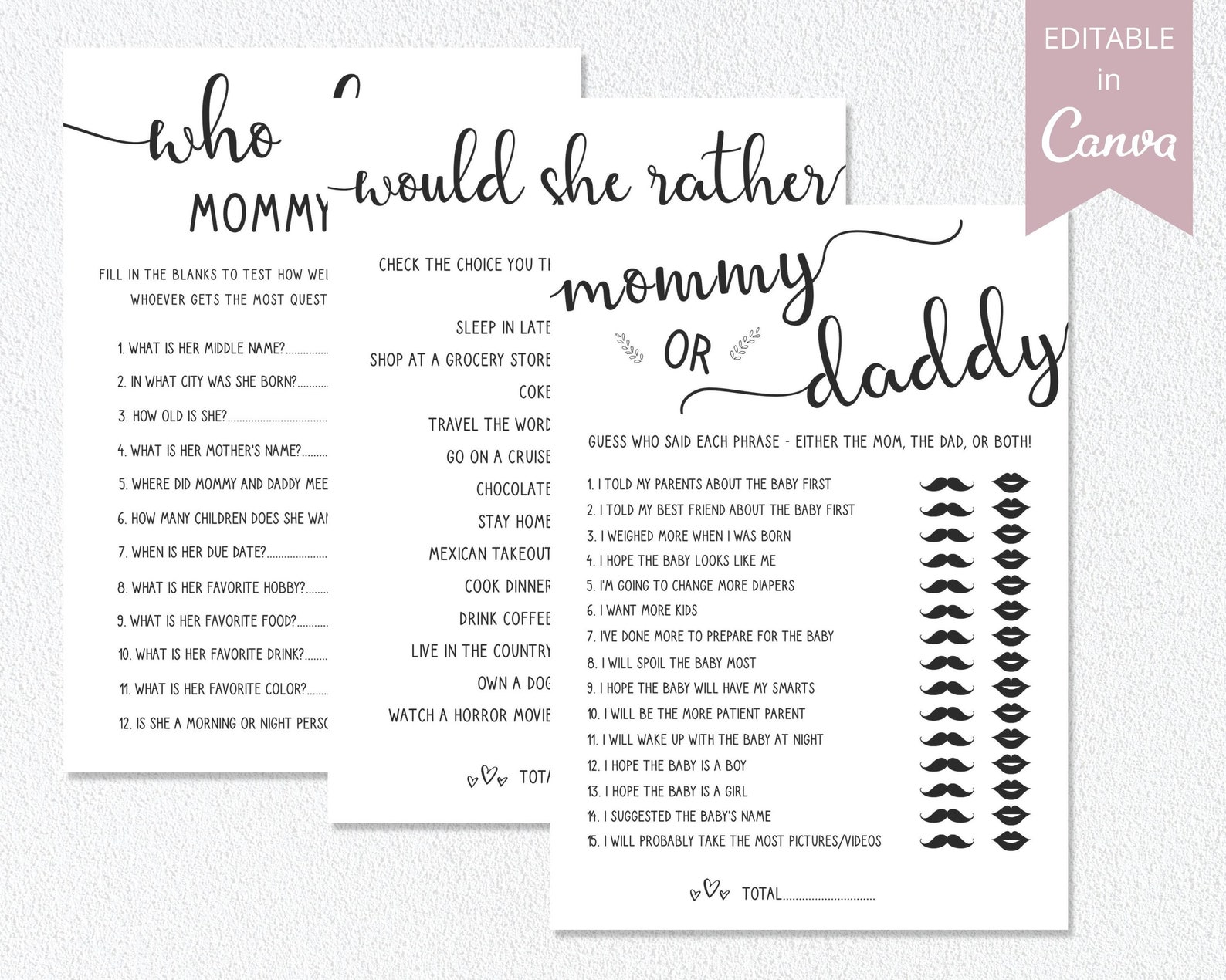 30 Baby Shower Games Bundle Editable Canva Baby Shower Games - Etsy