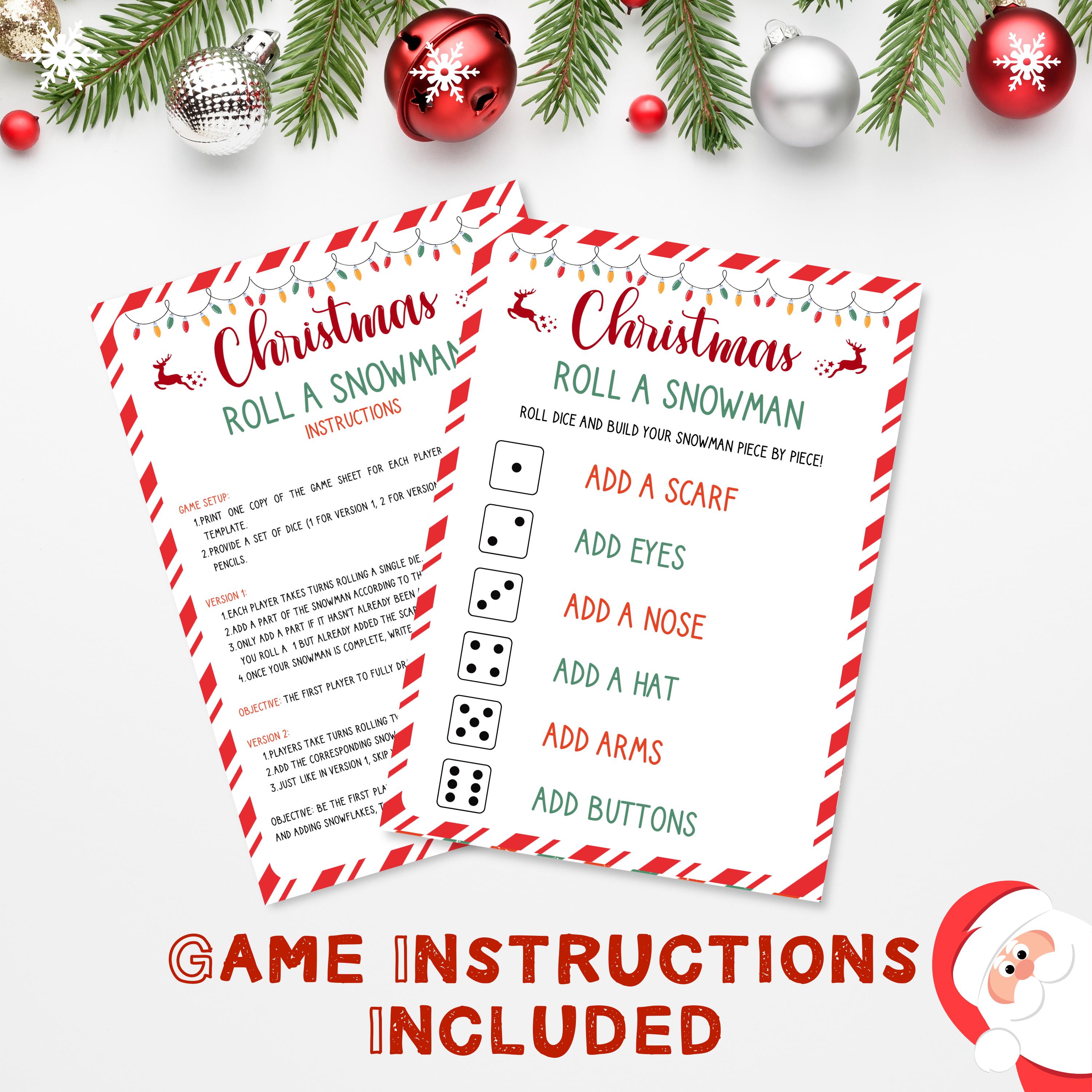 Christmas Roll a Snowman Game | Editable Canva Template | Fun Dice ...
