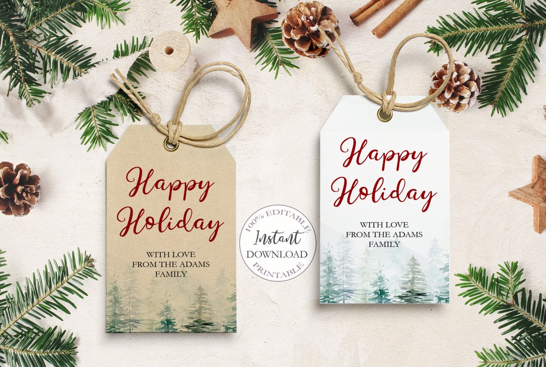 Christmas Gift Tag Template, Printable Winter Holiday Favor Tags ...