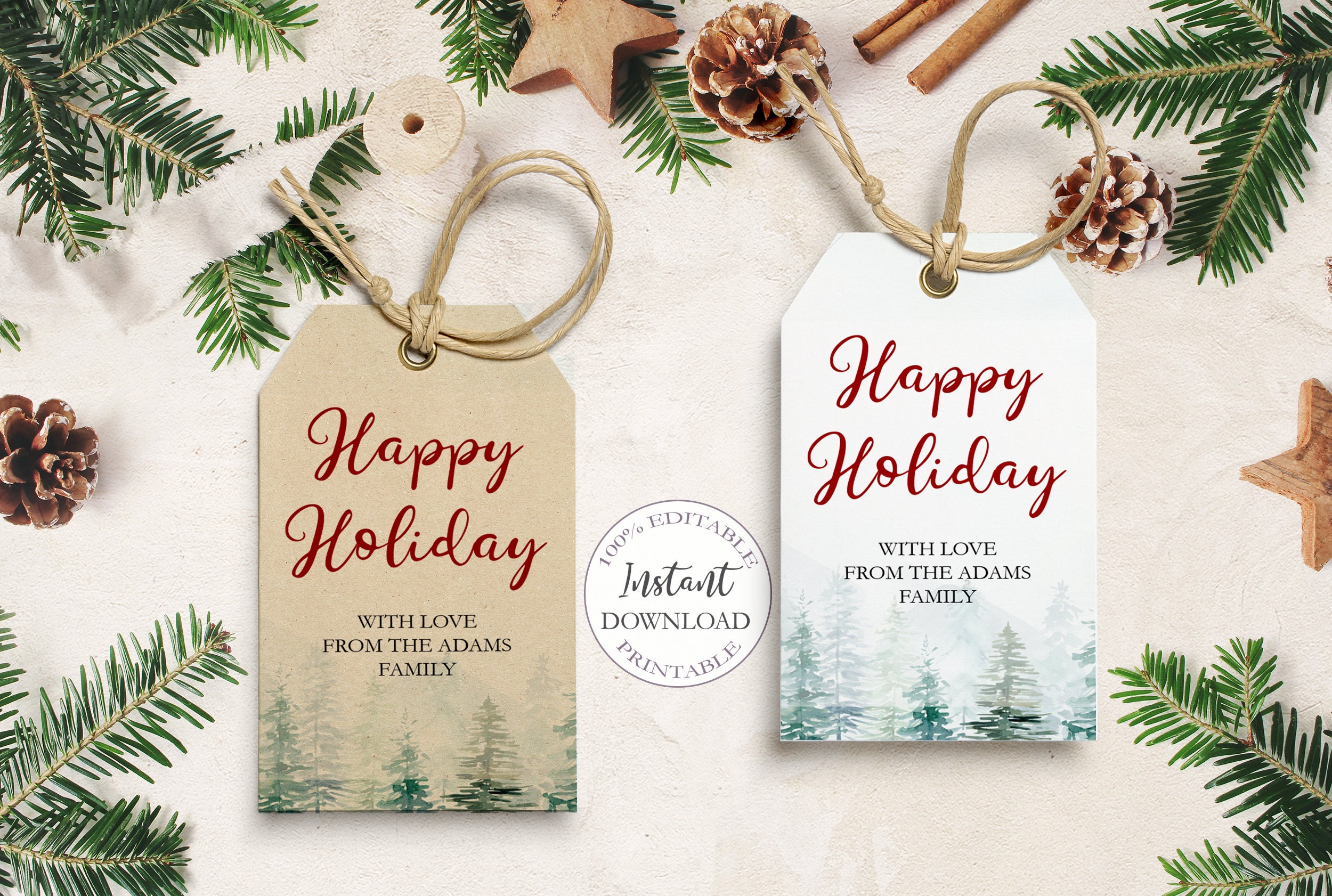 Christmas Gift Tag Template Printable Winter Holiday Favor | Etsy
