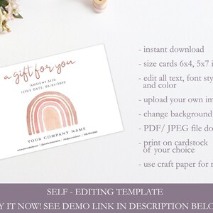 Rainbow Gift Card Template, Editable A Gift for You Card, Printable ...