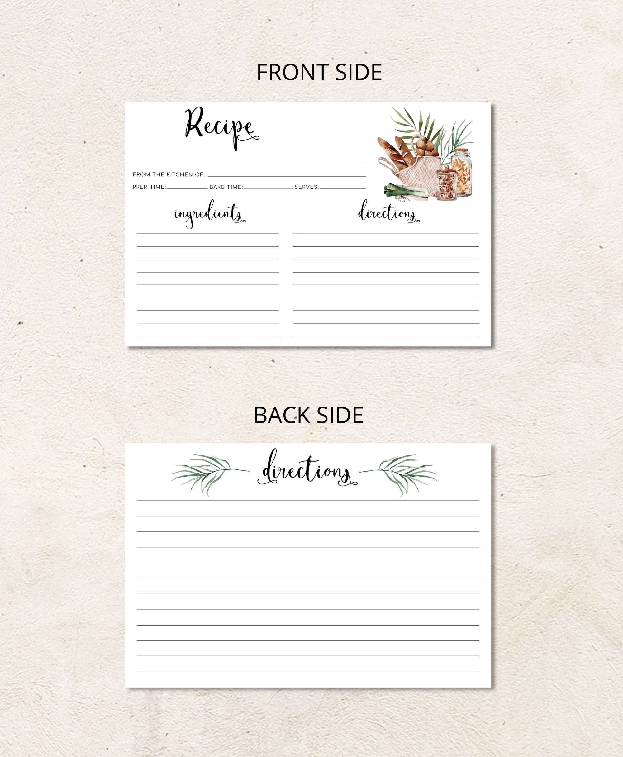 Recipe Card Template Editable Printable Recipe Cards 4x6 | Etsy