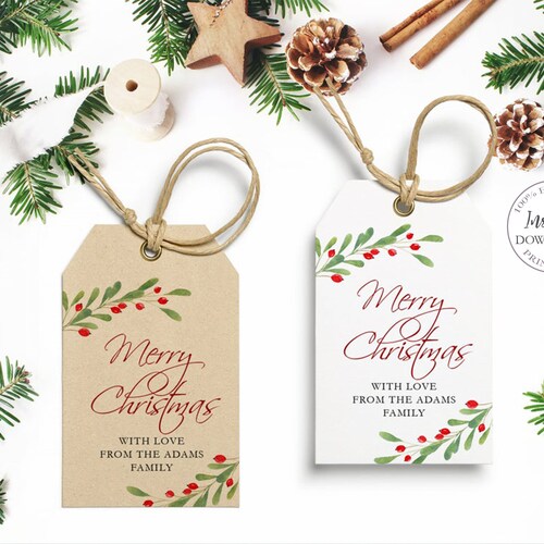 Rustic Christmas Gift Tag Template Printable Christmas Tags - Etsy