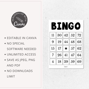 100 Printable Bingo Cards | 1, 2, 4 and 6 per Page, Custom Bingo Card ...