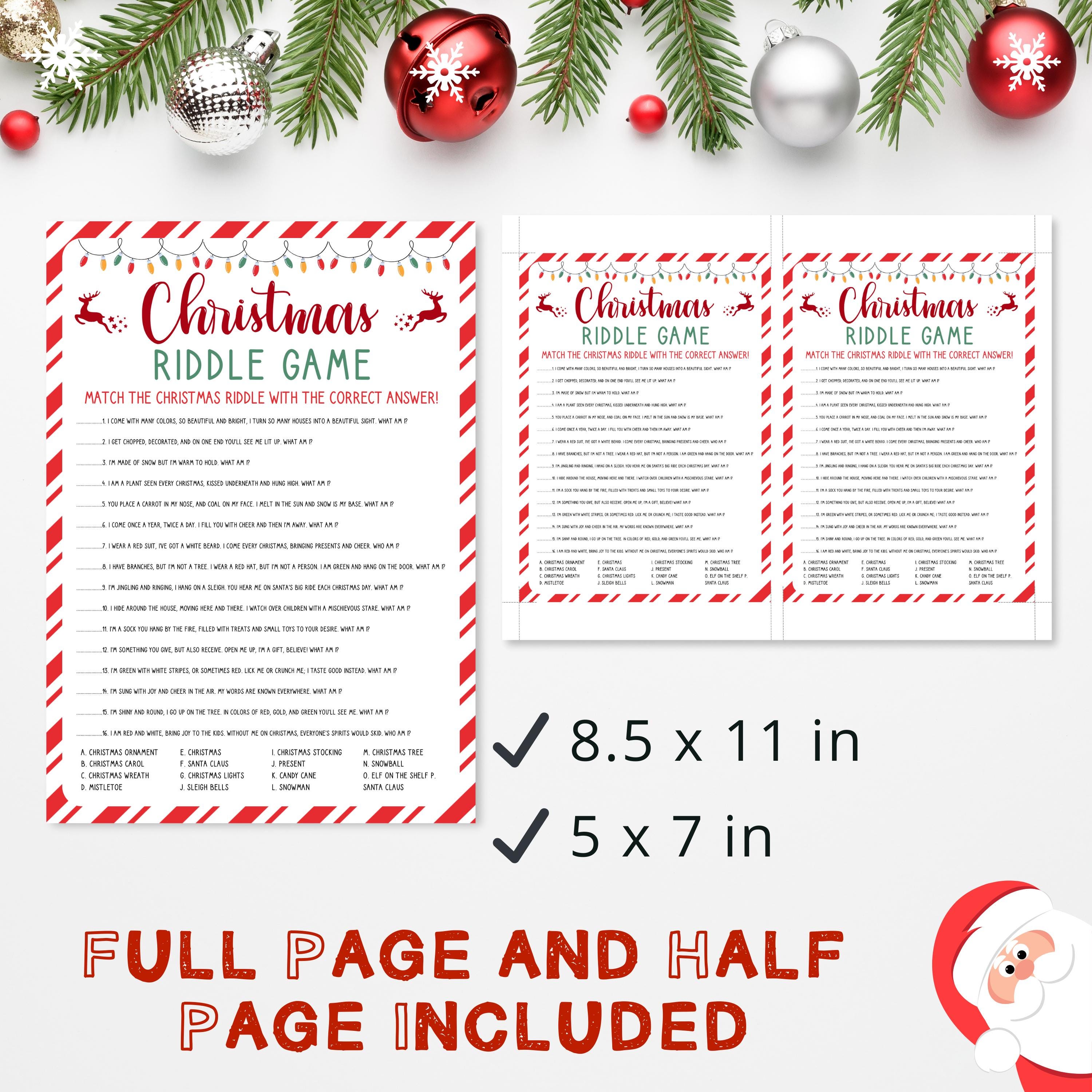 Fun Christmas Riddle Game for Holiday Parties | Editable Canva Template ...